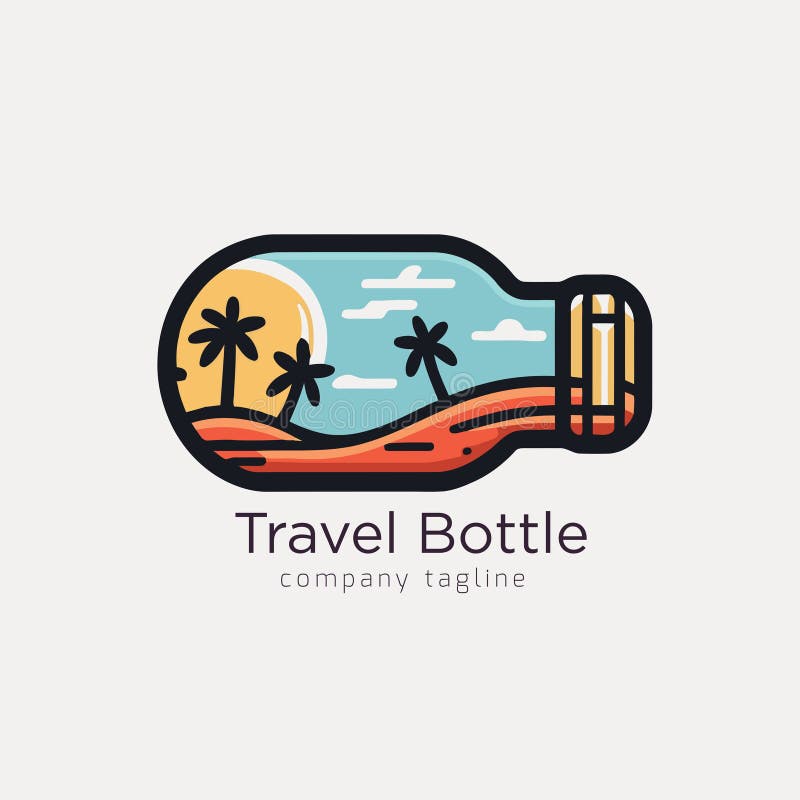 Bottle Message Beach Travel Logo. Summer Vacation Logo Stock Illustration - Illustration of ...