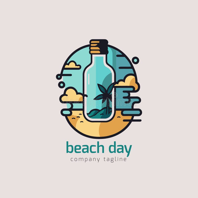 Bottle Message Beach Travel Logo. Summer Vacation Logo Stock Illustration - Illustration of ...