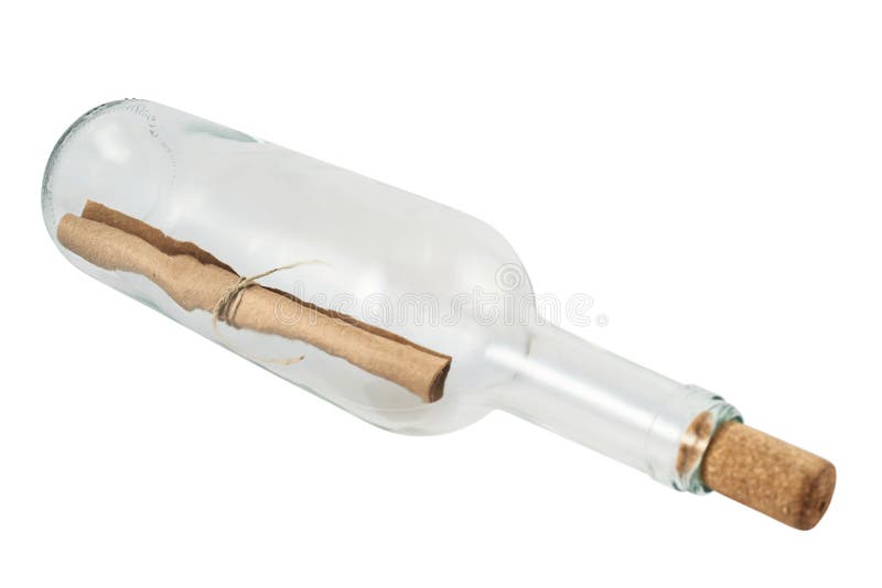 Glass Bottle Note Inside Isolated White Stock Photos - Free & Royalty ...