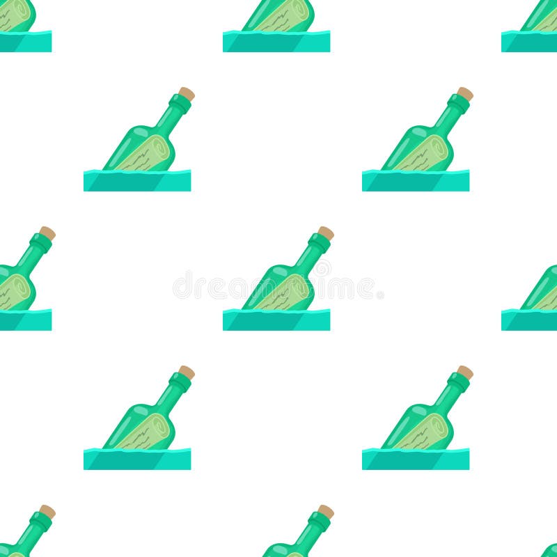 Bottle with Message Pattern Seamless Vector Stock Vector - Illustration ...