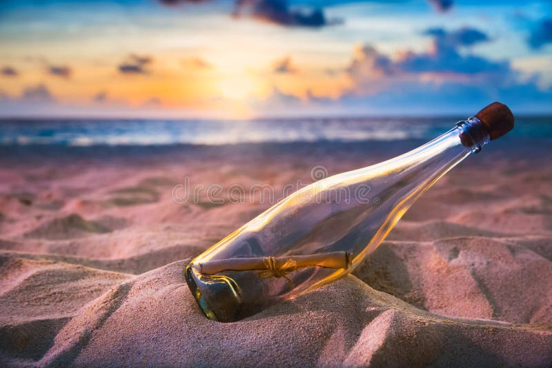 Bottle with a Message on a Shore Stock Photo - Image of nature, object ...