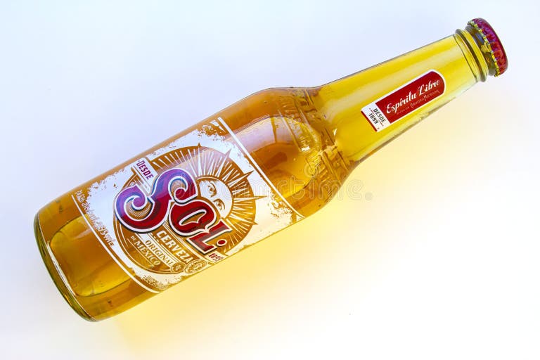 A Bottle of Mexican Pale Beer Call Sol on a White Table Editorial Stock ...