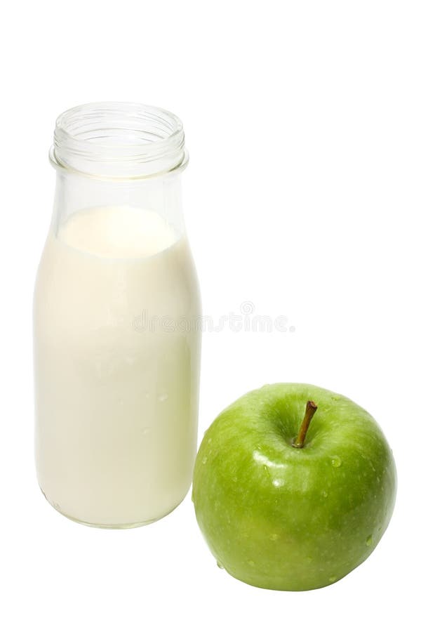 Milk and apple stock image. Image of breakfast, diet, glass - 6272925