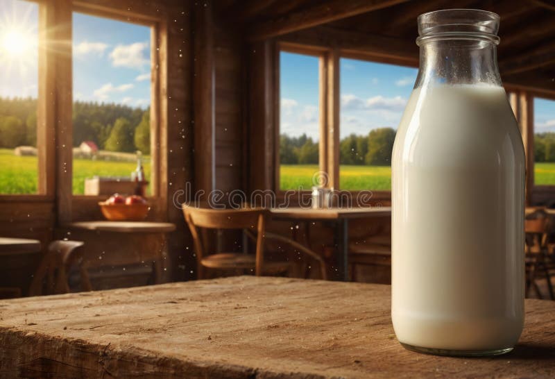 A Bottle of Milk on the Cafeteria Table. Generative AI Stock ...