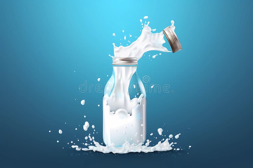 A Bottle of Milk is Falling into a Glass Bottle. AI Generation Stock ...