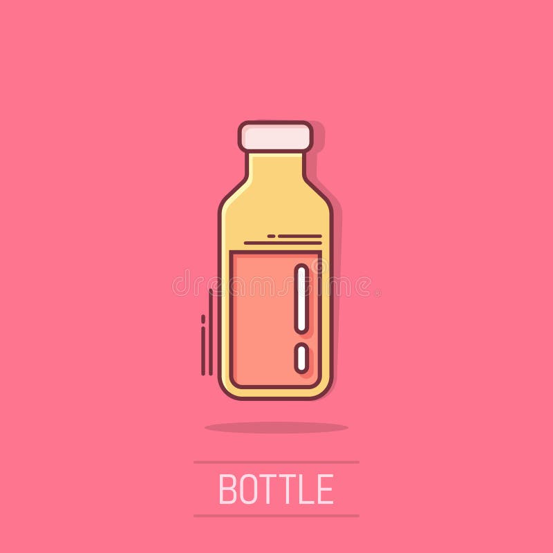 Bottle Milk Icon in Comic Style. Flask Cartoon Vector Illustration on ...