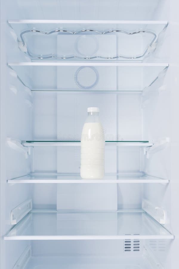 Glass Milk Bottle Inside Empty Clean Refrigerator Stock Photos - Free ...