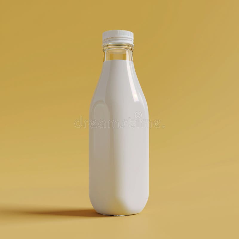 A Bottle of Milk on a Yellow Background Stock Illustration ...