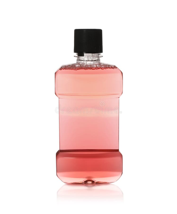 Bottle with Mouthwash for Teeth Care on White Stock Photo - Image of ...