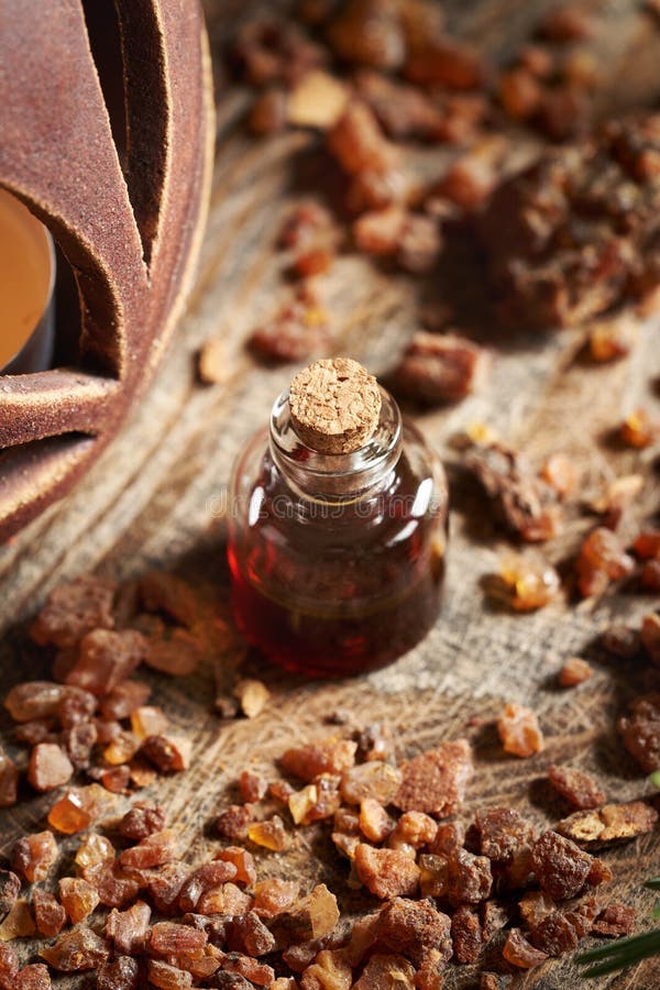 A Bottle of Myrrh Essential Oil and Resin on a Table Stock Image ...
