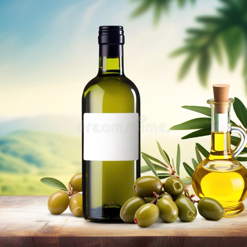 Bottle of Olive Oil, Blank Empty Generic Product Packaging Mockup Stock ...