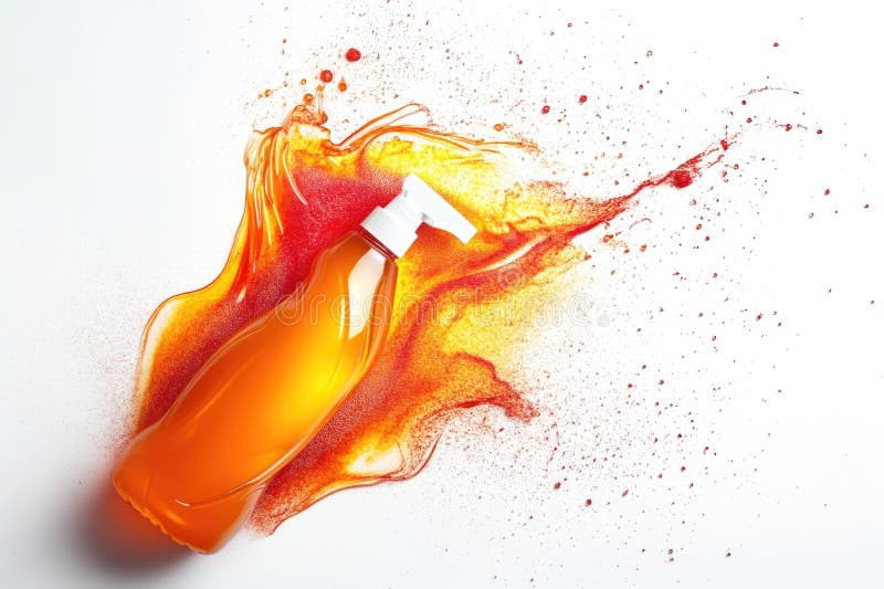 A Bottle of Orange Juice with a Splash of Liquid Inside, Ready To Be ...