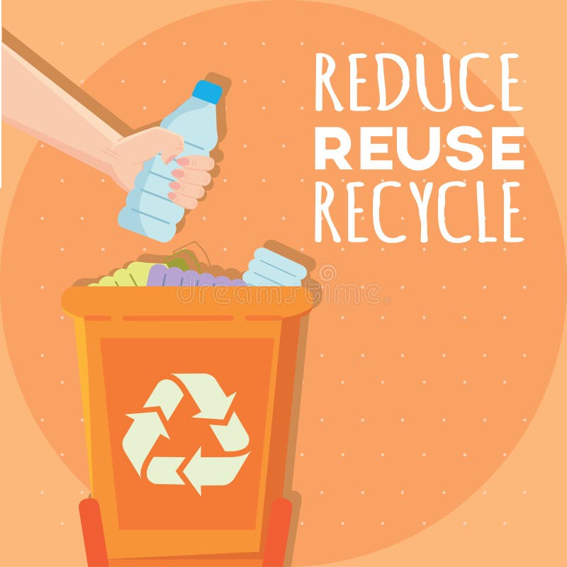 Bottle in Orange Recycle Bin. Vector Stock Illustration - Illustration ...