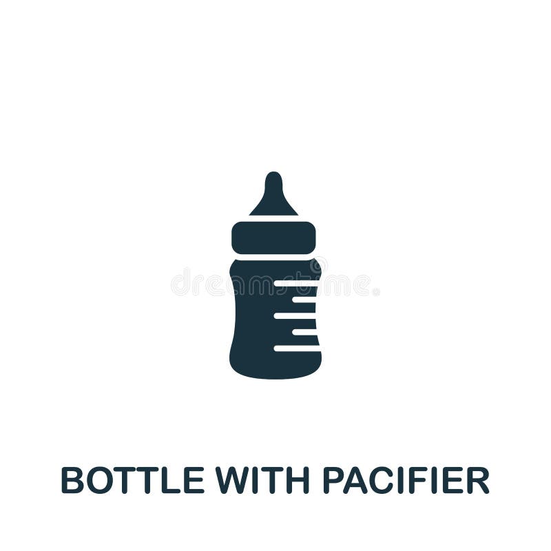 Bottle with Pacifier Icon. Monochrome Simple Bottle with Pacifier Icon ...