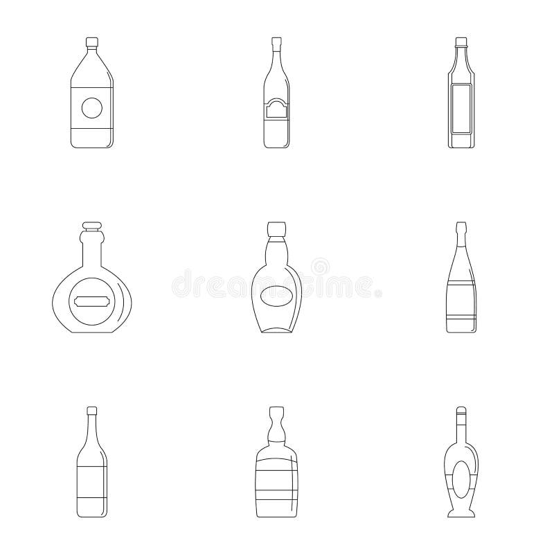 Bottle Packaging Icon Set, Outline Style Stock Vector - Illustration of ...