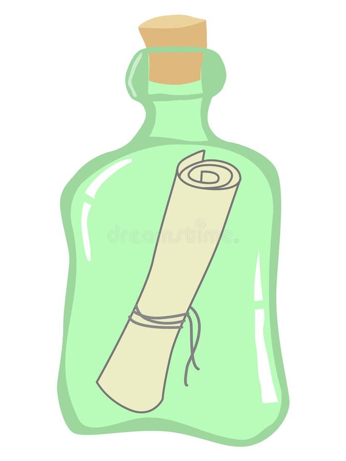 Bottle with paper inside stock vector. Illustration of castaway - 104890202