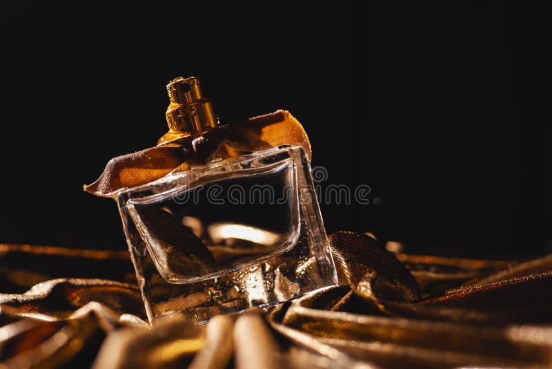 Bottle of Perfume on Black Background Stock Photo - Image of care ...