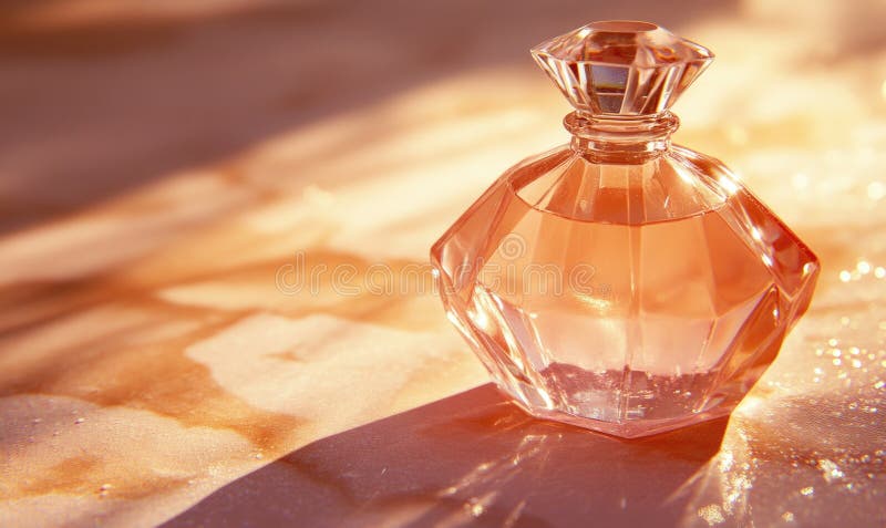 A Bottle of Perfume with a Diamond Shaped Top Stock Image - Image of ...