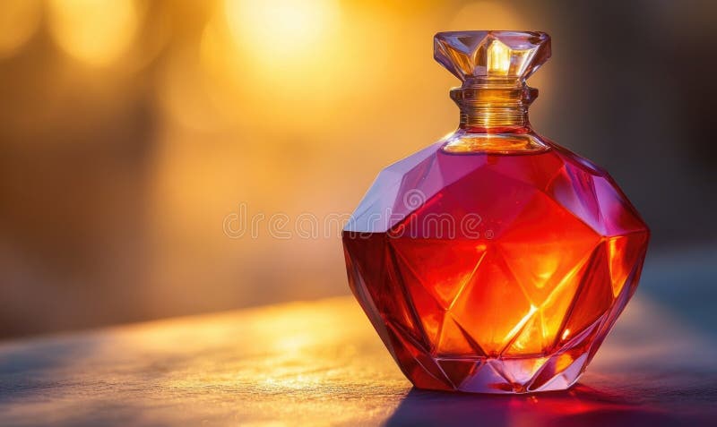 A Bottle of Perfume with a Diamond Shaped Top Stock Illustration ...