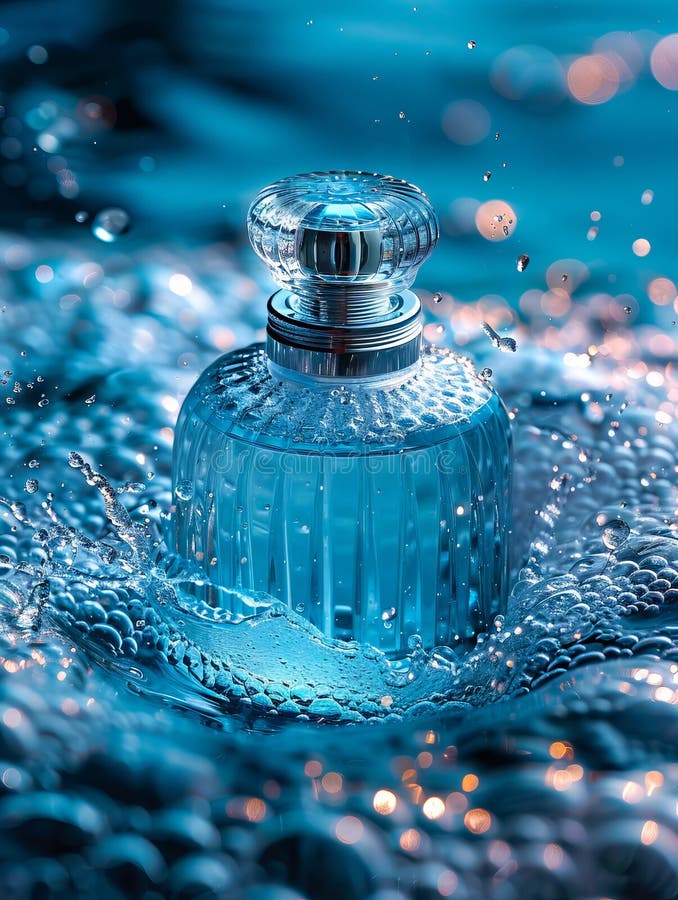 A Bottle of Perfume is Floating in the Water Stock Image - Image of ...