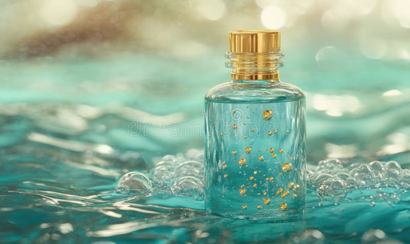 A Bottle of Perfume is Floating in the Water Stock Photo - Image of ...