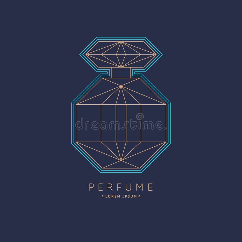 Bottle of Perfume. Linear Image Perfume To Monogram. Stock Vector ...