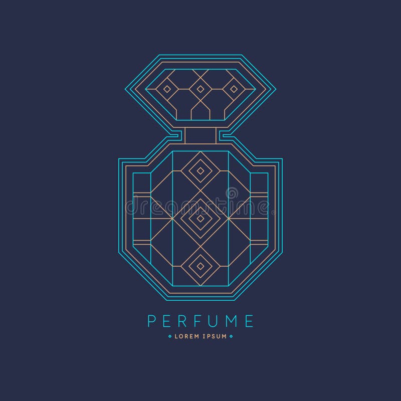 Bottle of Perfume. Linear Image Perfume To Monogram. Stock Vector ...