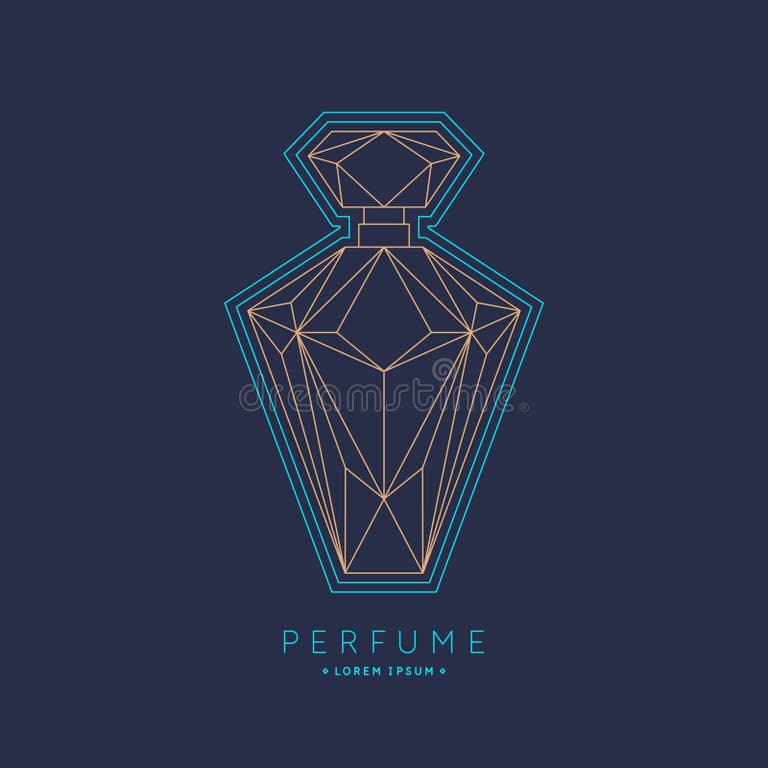 Bottle of Perfume. Linear Image Perfume To Monogram. Stock Vector ...