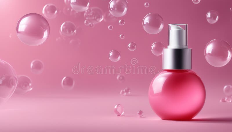 A Bottle of Perfume with a Pink Cap Stock Illustration - Illustration ...