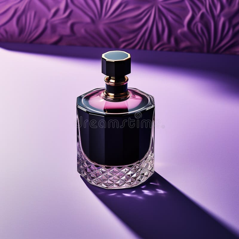 Bottle of Perfume on a Purple Background. Stock Illustration ...