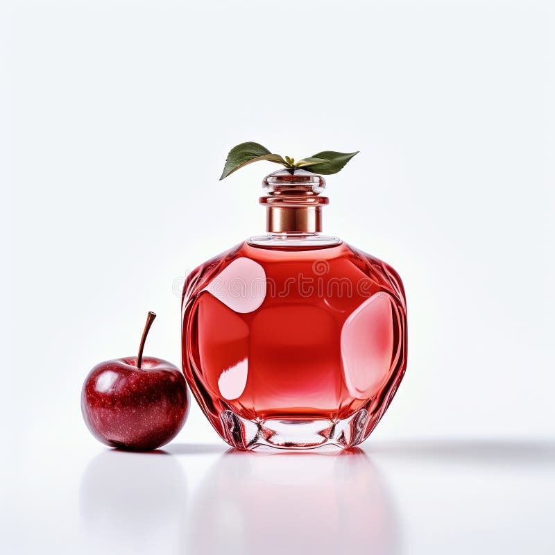 A Bottle of Perfume with the Scent of Apple on White Background Stock ...
