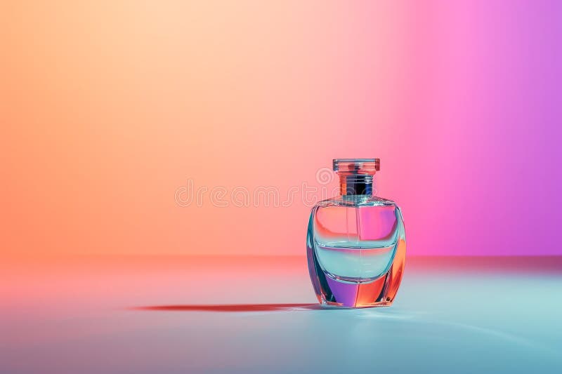 A Bottle of Perfume is Sitting on a Table in Front of a Colorful ...