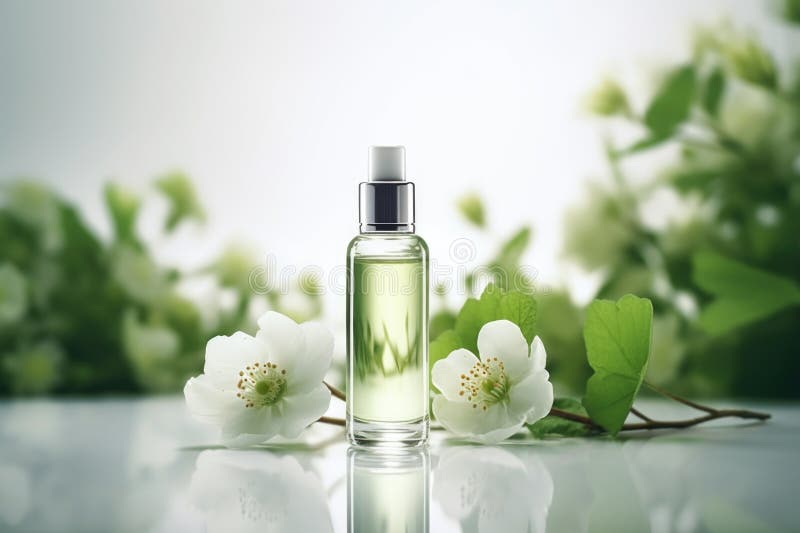 A Bottle of Perfume Sitting on Top of a Table Stock Photo - Image of ...