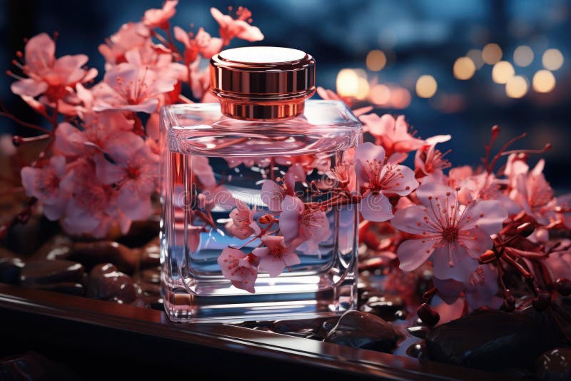 A Bottle of Perfume Sitting on Top of a Table. Digital Image Stock ...