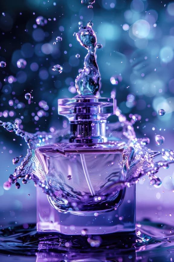 A Bottle of Perfume with a Splash of Water on the Surface Stock Photo ...