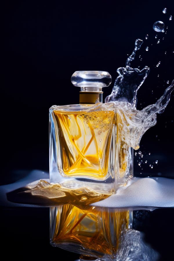 Bottle of Perfume with Splash of Water on the Top of it. Generative AI ...