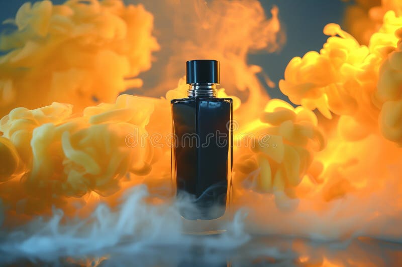A Bottle of Perfume is Surrounded by a Cloud of Smoke Stock Image ...