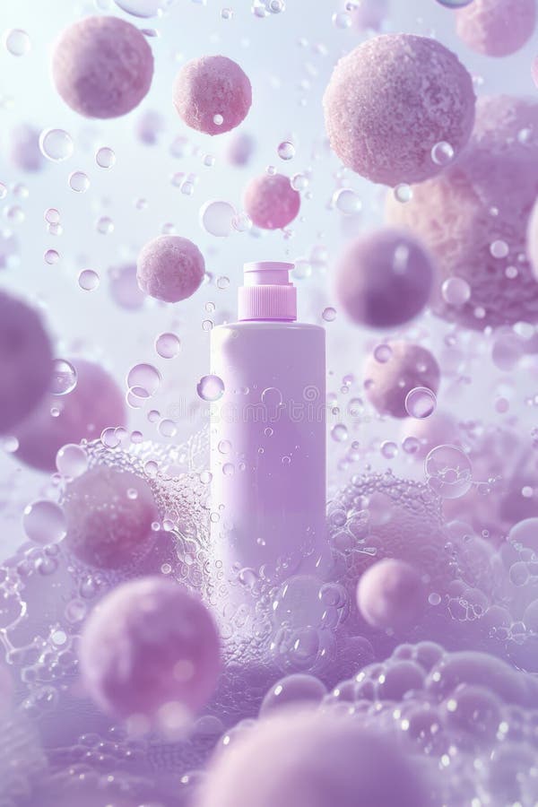 A Bottle of Perfume is Surrounded by Three Pink Spheres Stock ...