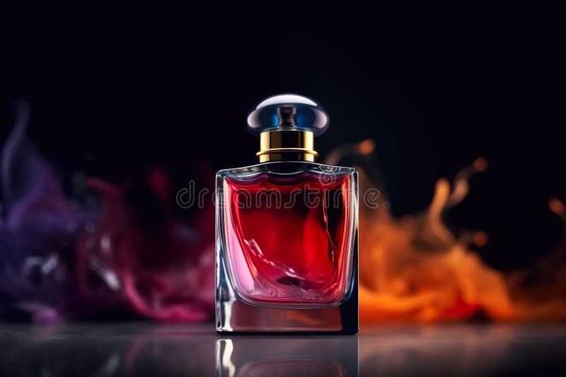 A Bottle of Perfume on a Table with Flames in the Background ...