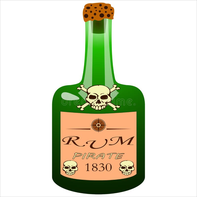 Bottle of pirate rum stock vector. Illustration of product - 66797161