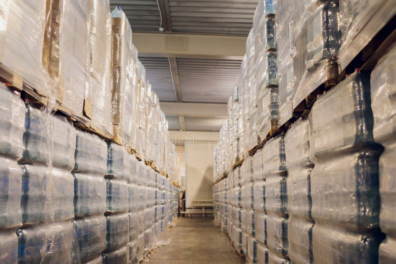 Bottle Plastic on Pallets are Storage in the Warehouse and Factory ...