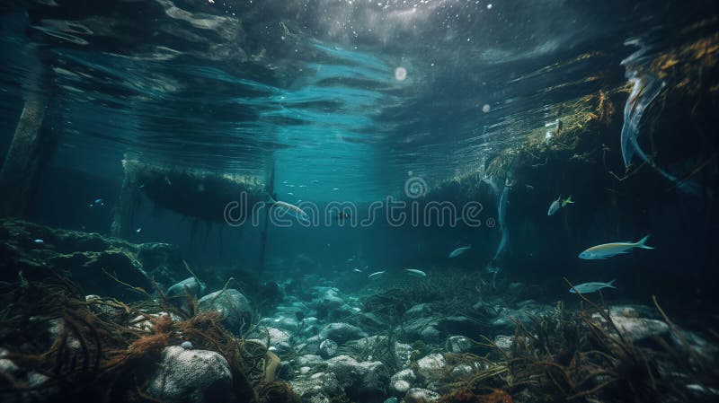 Bottle Plastic Pollution in Ocean - Underwater Shine with Garbage ...