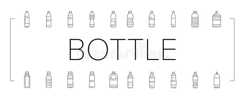 Bottle Plastic Water Drink Empty Icons Set Vector Stock Vector ...