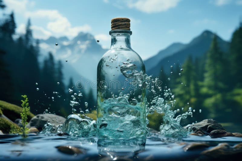 A Bottle of Pure Clean Mineral Water with Bubble and Sparkling Stock ...