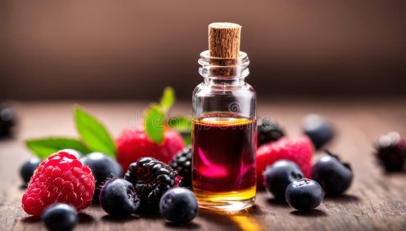 A Bottle of Raspberry Syrup with a Cork on Top Stock Illustration ...