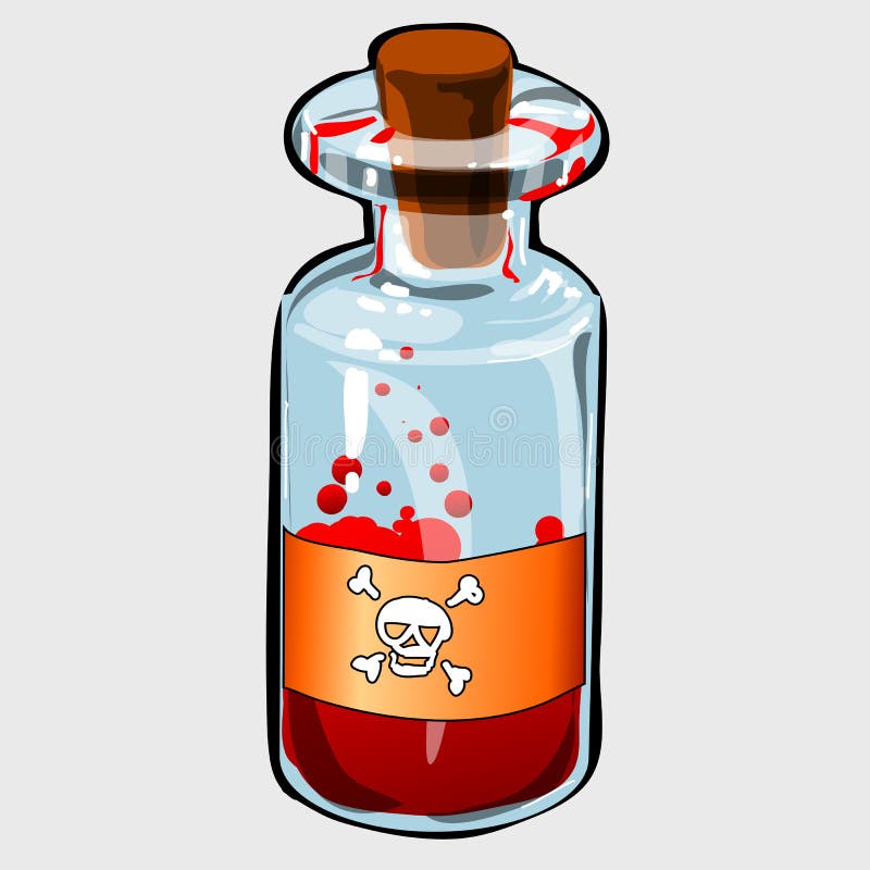 Bottle with Red Poison and Label with Skull Stock Vector - Illustration ...