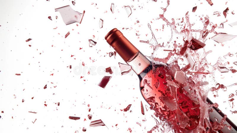 A Bottle of Red Wine Explodes into the Air with Splashes and Foam ...