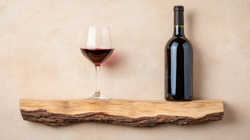 A Bottle of Red Wine and a Glass Sit Elegantly beside a Decorative ...