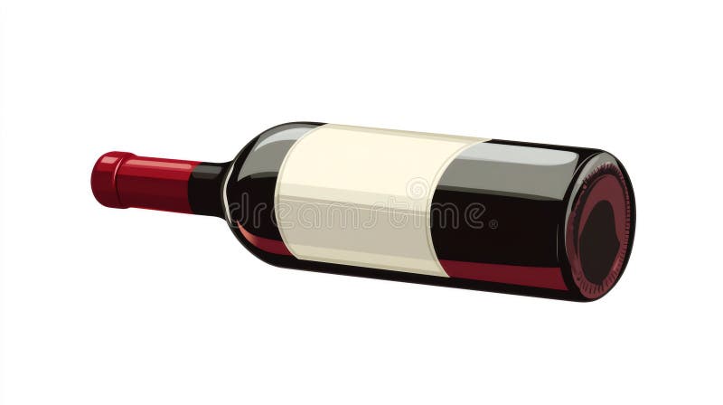 Bottle of Red Wine Lying Horizontally with Blank White Label on White ...