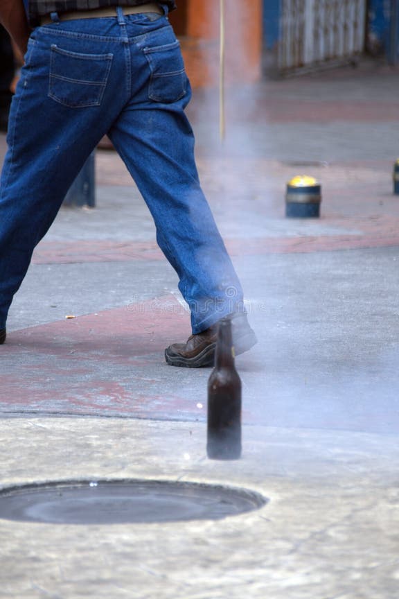 Bottle rocket being fired stock photo. Image of cotacachi - 152959386